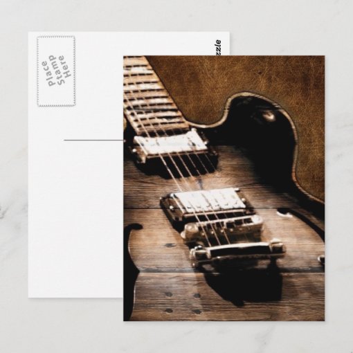 Rustic Barn Wood Western Country Music Guitar Postcard | Zazzle