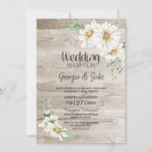 Rustic Barn Wood White Daisies Wedding Reception Invitation | Zazzle
