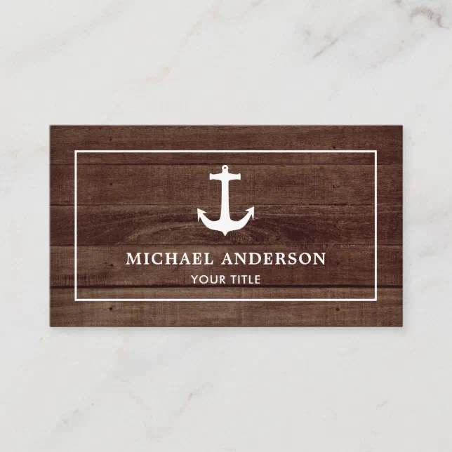Rustic Barn Wood White Nautical Anchor Business Card | Zazzle