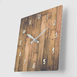 Rustic Barn Wooden Wood Planks Farmhouse Square Wall Clock | Zazzle