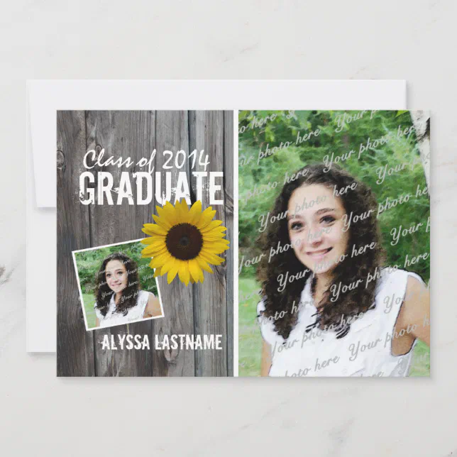 Rustic Barnwood and Sunflower Graduation Invitation | Zazzle