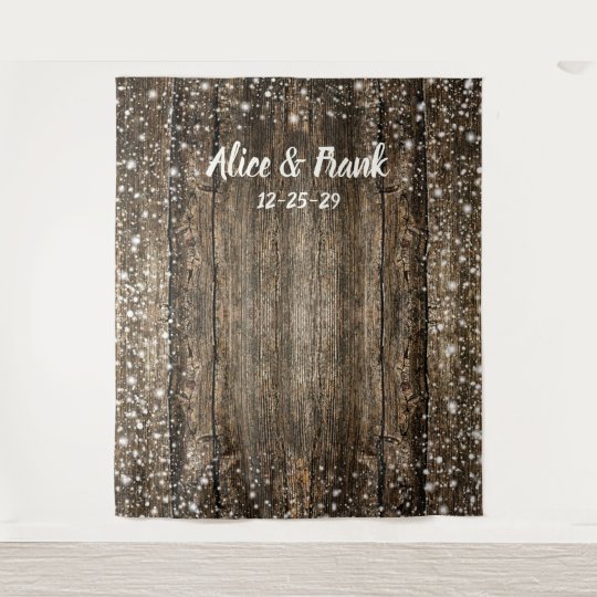 Rustic BarnWood Snowflakes Winter Wedding Backdrop | Zazzle.com