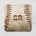 Rustic Baseball Coach Baseball Team Monogram Square Business Card | Zazzle