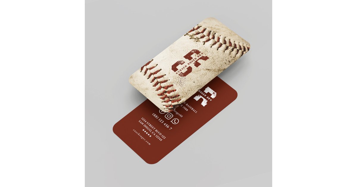 Rustic Baseball Coach Monogram Baseball Team Business Card | Zazzle