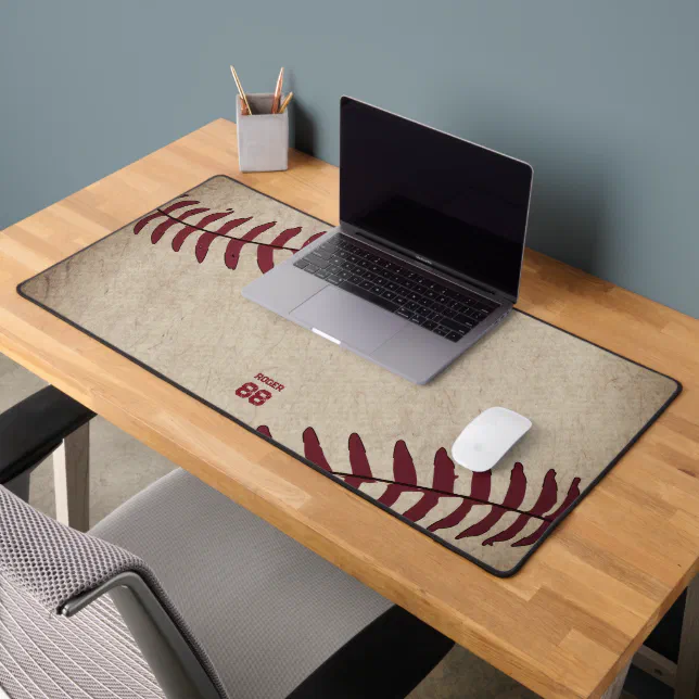 Rustic Baseball Name Initials Number Retro Vintage Desk Mat | Zazzle