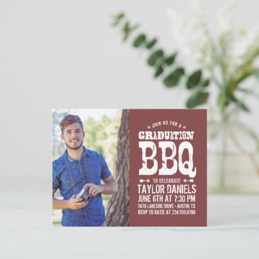 Rustic BBQ Graduation Party Invitation | Zazzle
