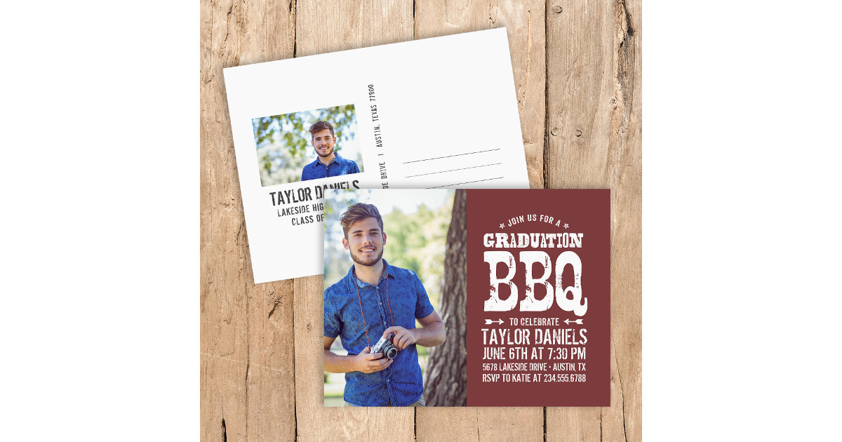 Rustic BBQ Graduation Party Invitation | Zazzle