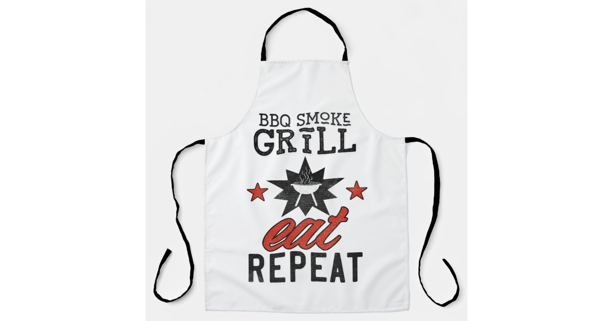 Rustic BBQ Smoke Grill EAT REPEAT Apron | Zazzle