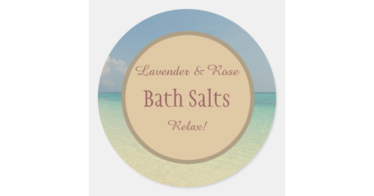 Rustic Beach Bath Salt Mason Jar Classic Round Sticker | Zazzle