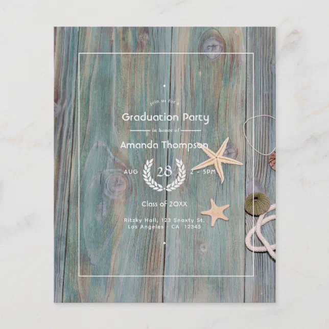 Rustic Beach Nautical Graduation Party Flyer | Zazzle