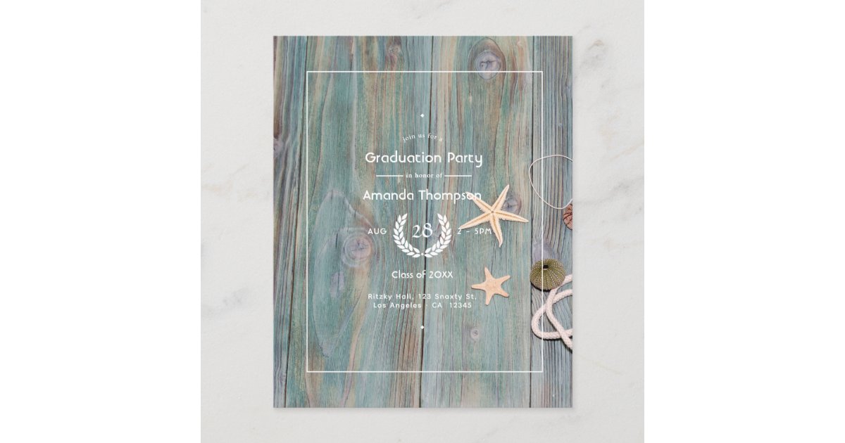 Rustic Beach Nautical Graduation Party Flyer | Zazzle