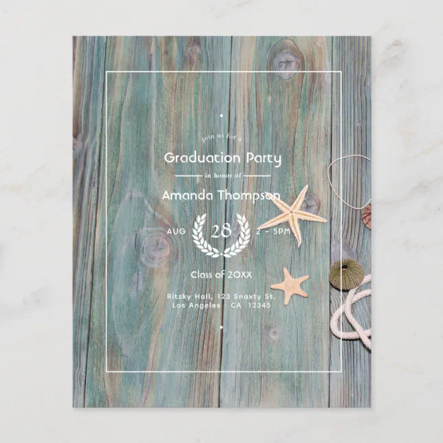 Rustic Beach Nautical Graduation Party Flyer | Zazzle
