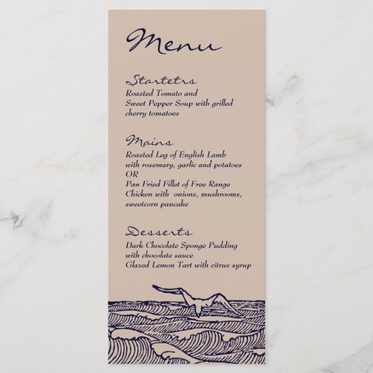 Rustic Beach Ocean Waves Wedding Dinner Menu | Zazzle.com