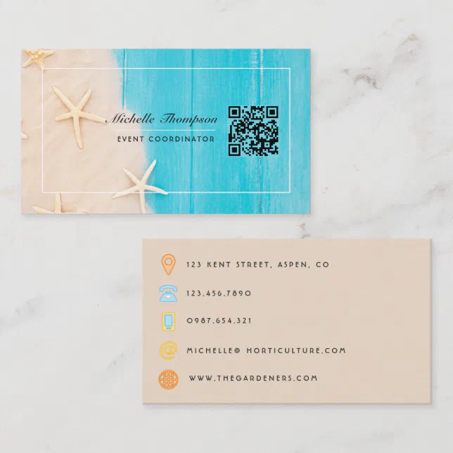 Rustic Beach QR Code Business Card | Zazzle