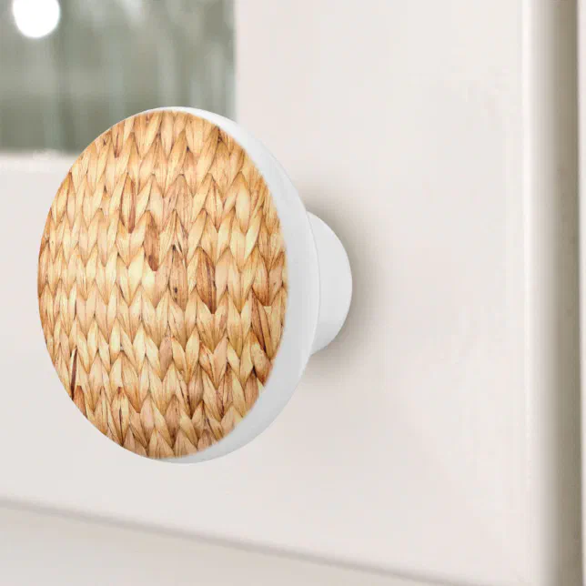rustic beach tropical island woven wicker ceramic knob | Zazzle