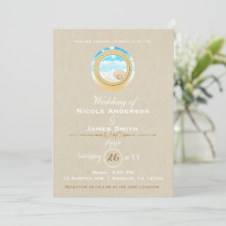 Rustic Beach Wedding Kraft Modern Elegant Invitation | Zazzle