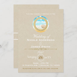 Rustic Beach Wedding Kraft Modern Elegant Invitation | Zazzle