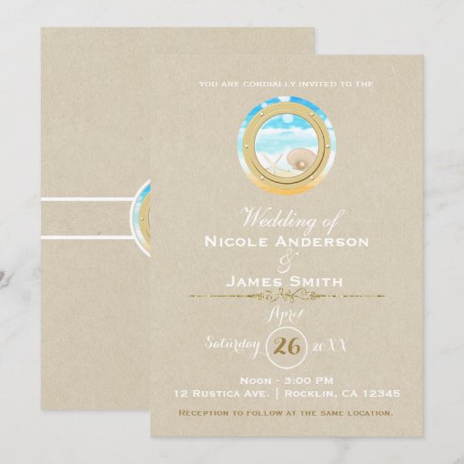 Rustic Beach Wedding Kraft Modern Elegant Invitation | Zazzle