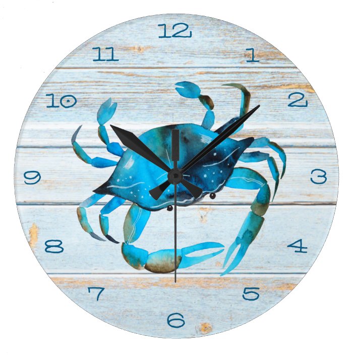 Rustic Beach Wood Crab Coastal Large Clock | Zazzle.com