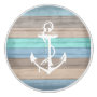 Rustic Beach Wood Nautical Stripes & Anchor Ceramic Knob | Zazzle