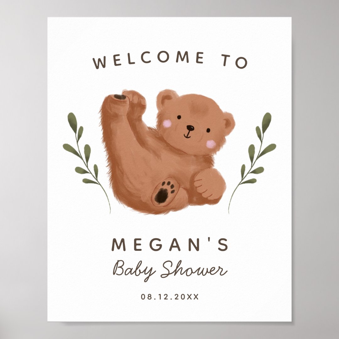 Rustic Bear Baby Shower Welcome Sign | Zazzle