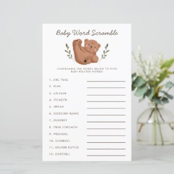 Rustic Bear Baby Word Scramble Game | Zazzle