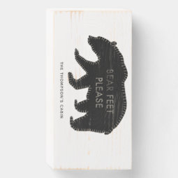 Rustic Bear Cabin Wooden Box Sign | Zazzle