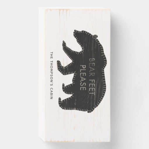 Rustic Bear Cabin Wooden Box Sign | Zazzle