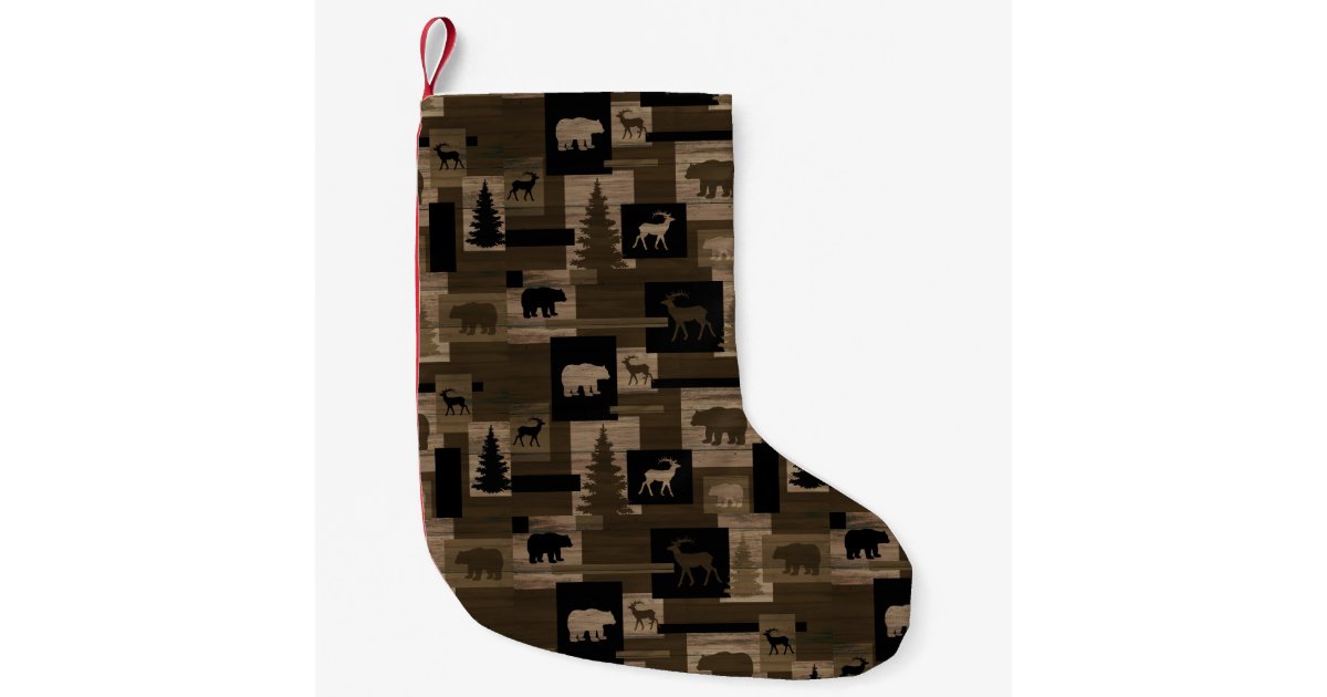 Rustic bear moose wood holiday stocking | Zazzle.com