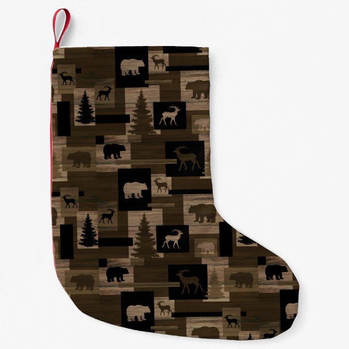 Rustic bear moose wood holiday stocking | Zazzle.com