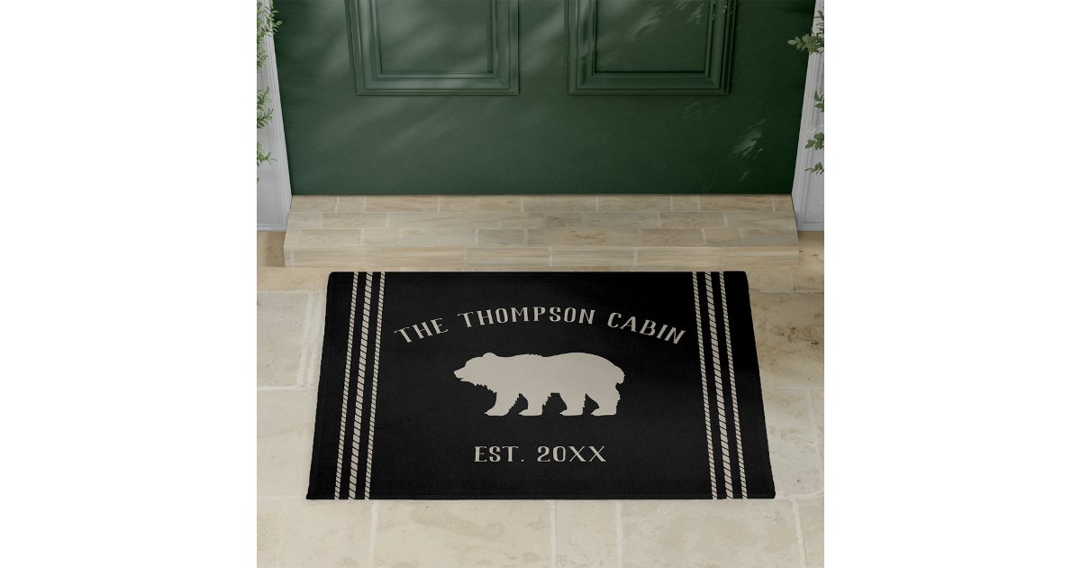 Rustic Bear Personalized Doormat | Zazzle