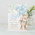 Rustic Bearly Wait Blue Bear Boy Baby Shower Invitation | Zazzle