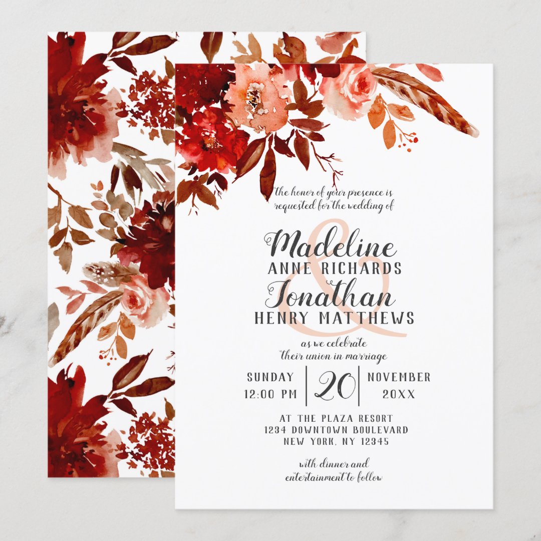 Rustic Beauty Bohemian Floral Top Border Wedding Invitation | Zazzle