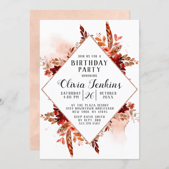 Rustic Beauty Floral Birthday Party Invitation | Zazzle