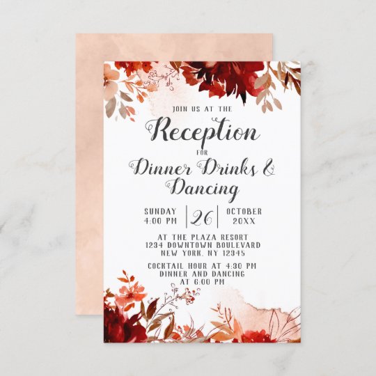 Rustic Beauty Floral Border Fall Wedding Reception Invitation | Zazzle.com