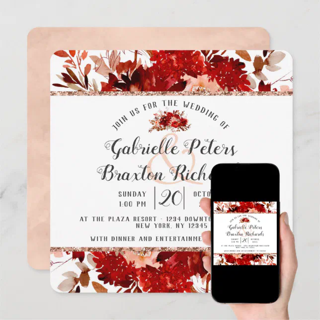 Rustic Beauty Floral Framed Wedding Invitations | Zazzle