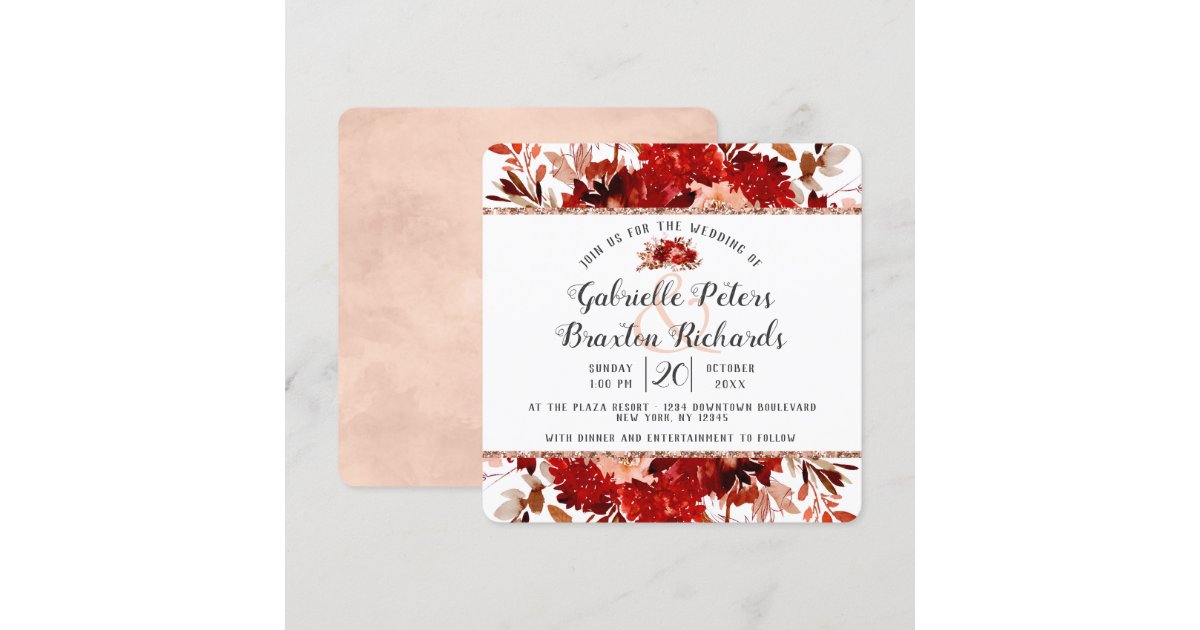 Rustic Beauty Floral Framed Wedding Invitations | Zazzle