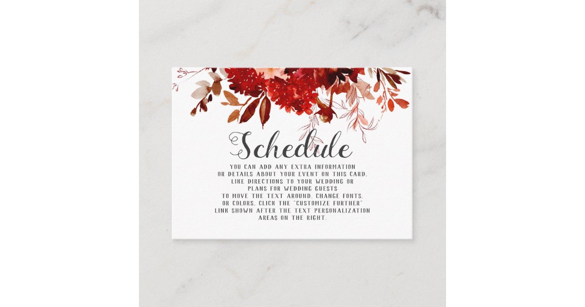 Rustic Beauty Floral Framed Wedding Schedule Enclosure Card | Zazzle
