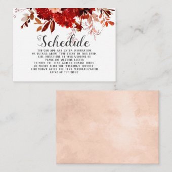 Rustic Beauty Floral Framed Wedding Schedule Enclosure Card | Zazzle
