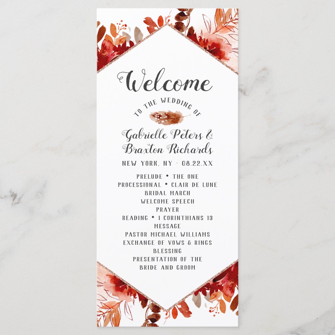 Rustic Beauty Floral Watercolor Wedding Ceremony Program | Zazzle