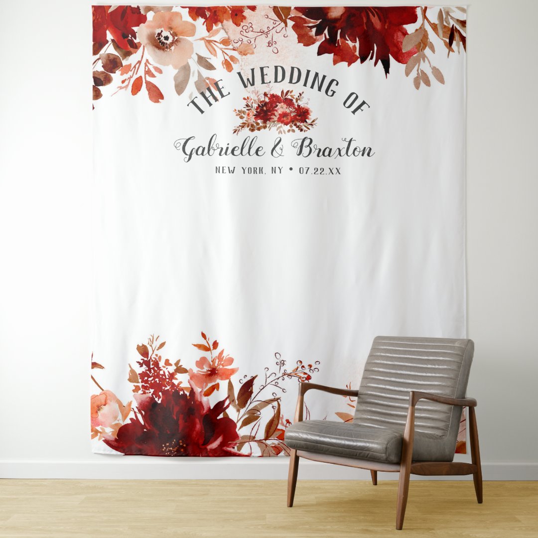 Rustic Beauty Floral Wedding Photo Booth Backdrop | Zazzle