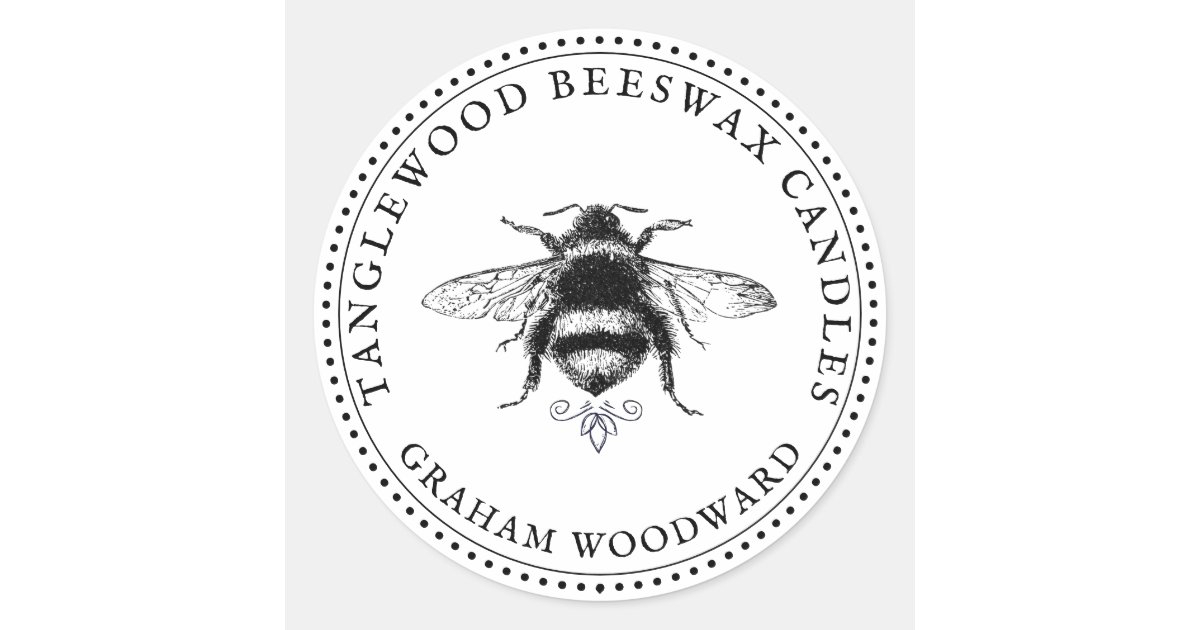 Rustic Bee Bees Wax Candle Product Label | Zazzle