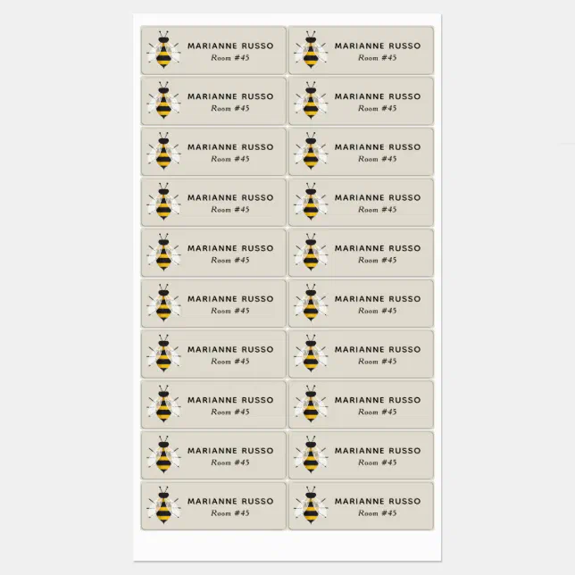 Rustic Bee Illustration Classroom Name Kids' Labels | Zazzle