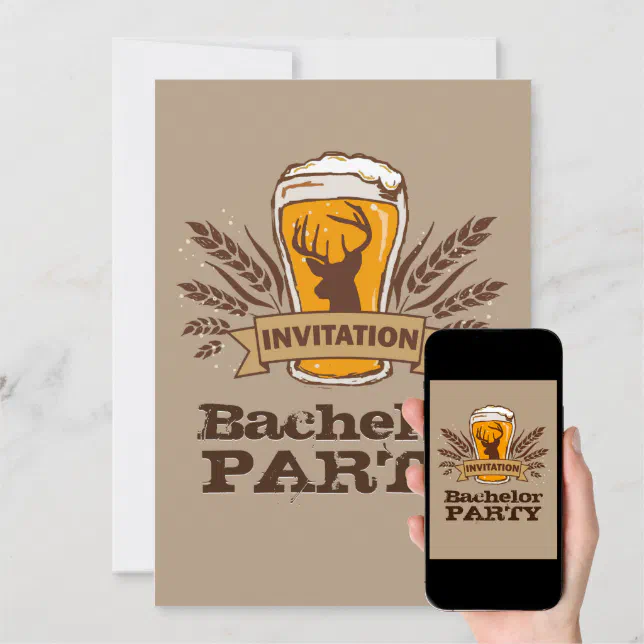 Rustic Beer Barley Stag / Bachelor Party Card | Zazzle