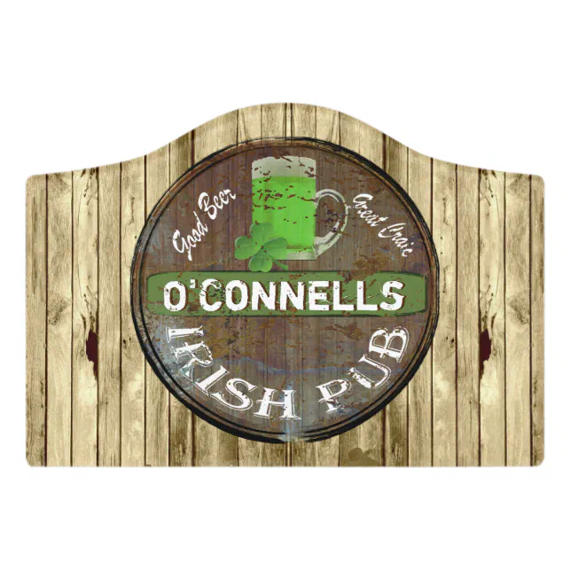 Rustic beer barrel Irish pub Door Sign | Zazzle