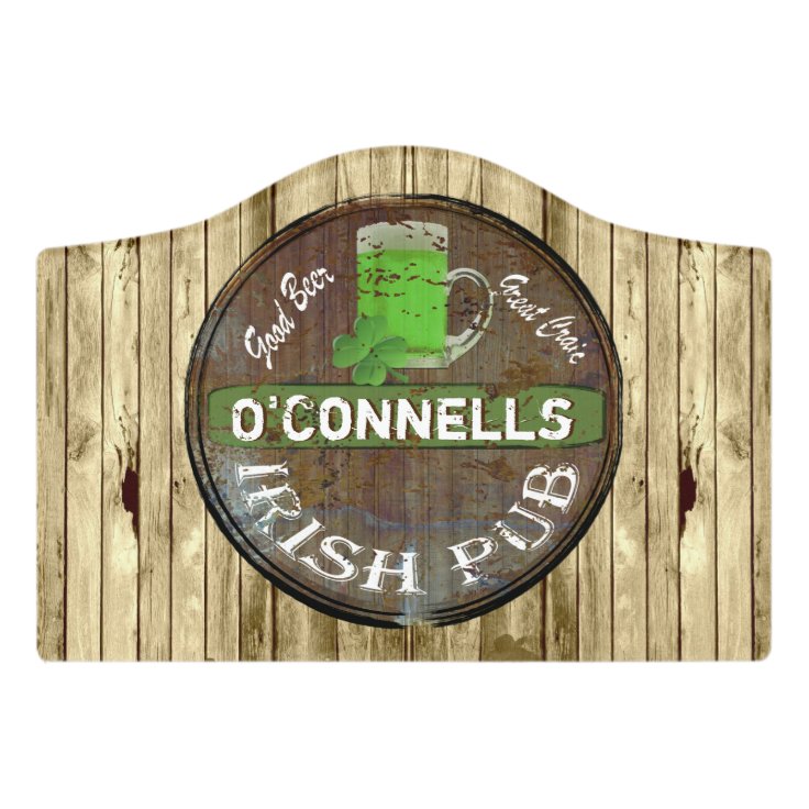 Rustic beer barrel Irish pub Door Sign | Zazzle