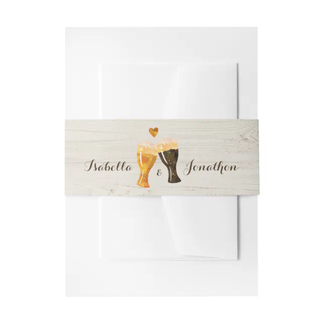 Rustic Beer Toast Light Wood Invitation Belly Band | Zazzle