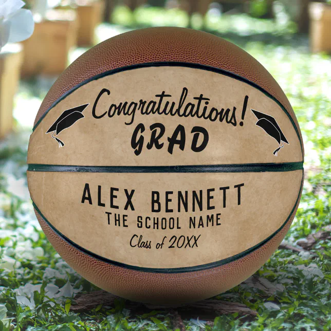 Rustic Beige Congratulations Grad Graduation Basketball | Zazzle