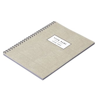 Rustic Beige Linen Printed Notebook | Zazzle