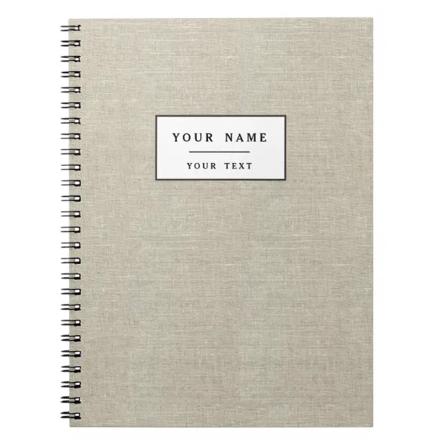 Rustic Beige Linen Printed Notebook | Zazzle